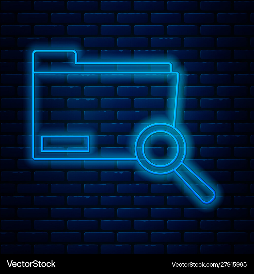 Glowing neon line search concept with folder icon Vector Image
