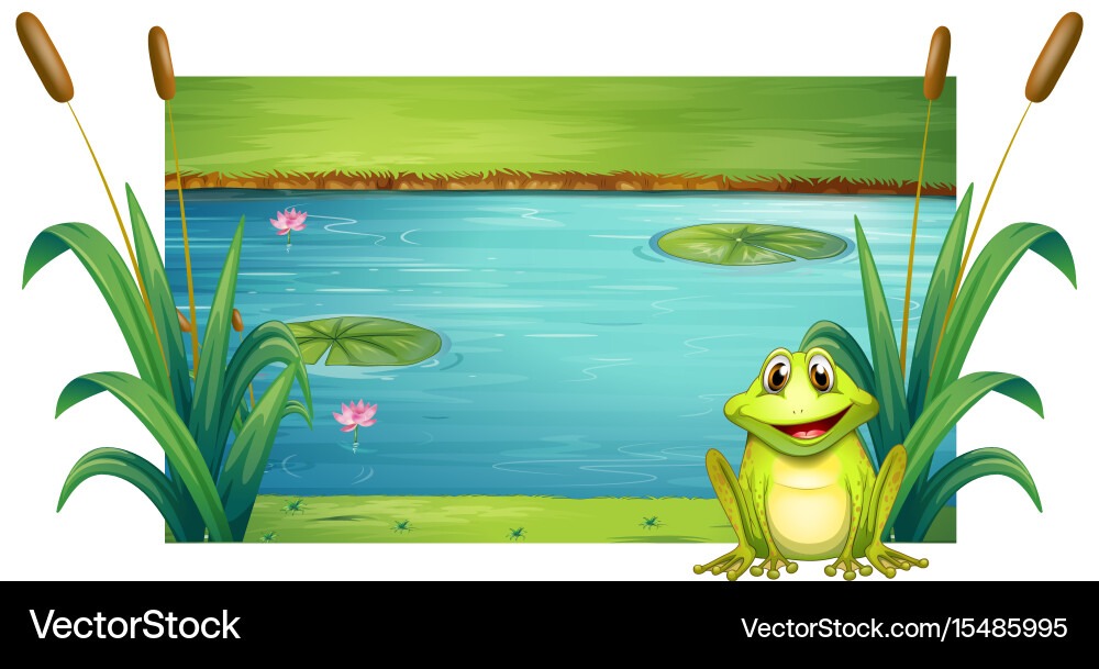 Green frog sitting by the river Royalty Free Vector Image