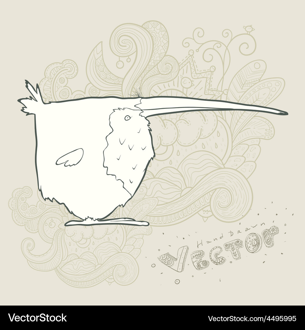 Hand drawn retro cartoon bird Royalty Free Vector Image