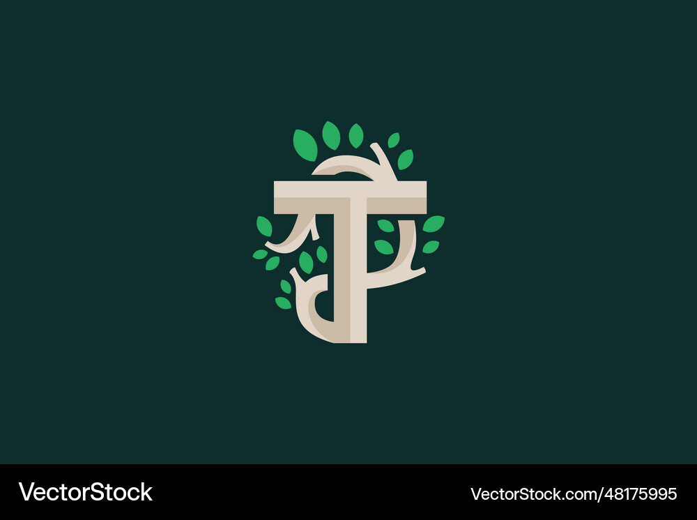 Letter t tree or nature template logo design Vector Image