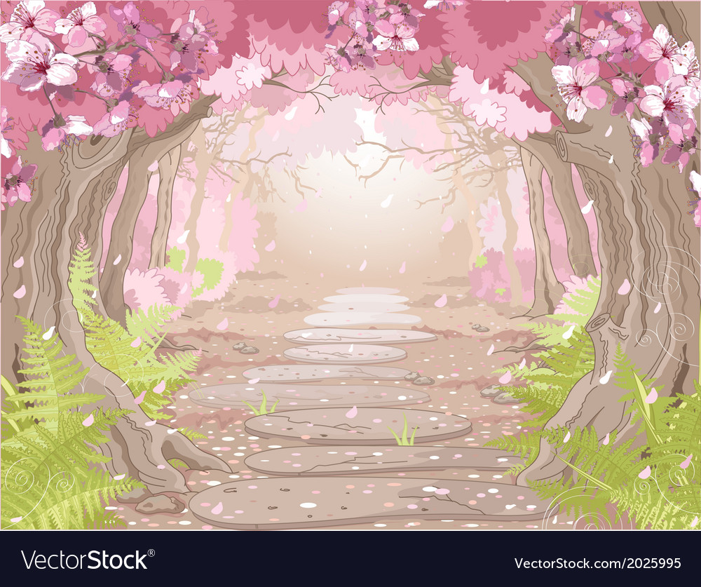 Magic spring forest Royalty Free Vector Image - VectorStock