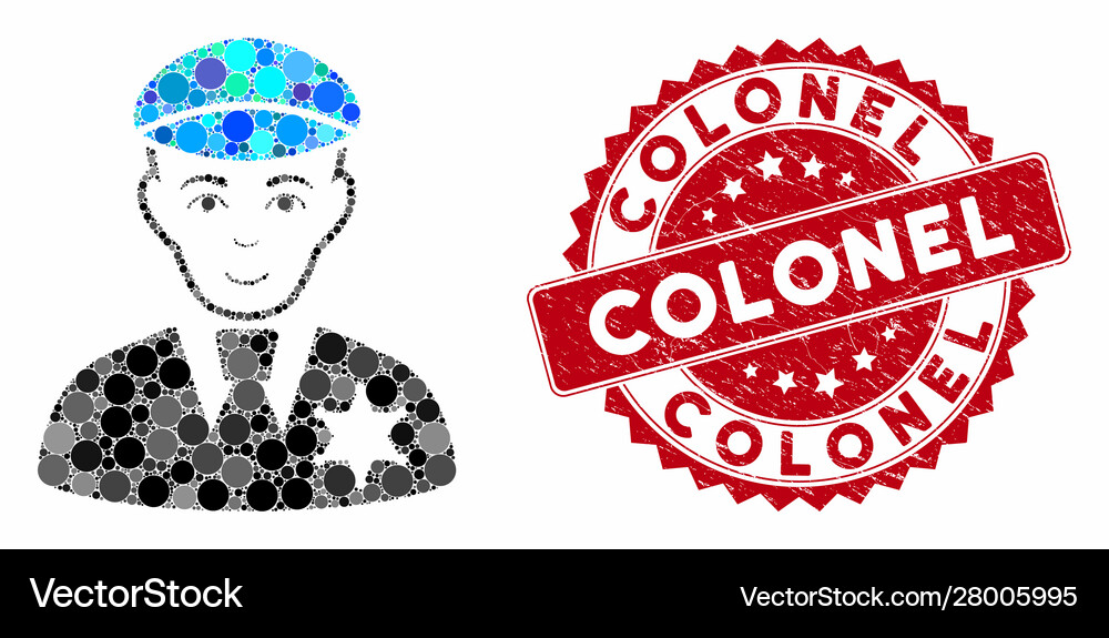 Mosaic sheriff with distress colonel seal Vector Image