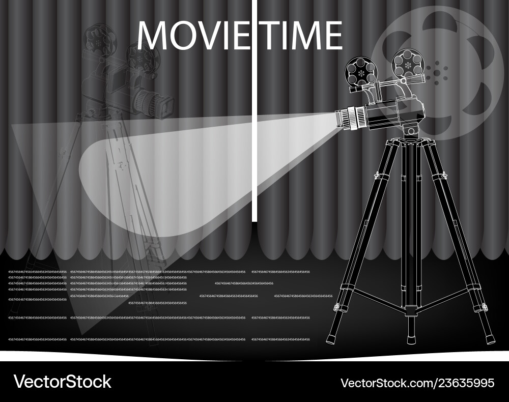 Professional camera and film reel Royalty Free Vector Image