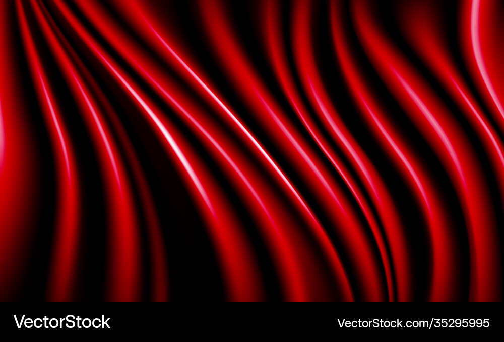 Realistic red fabric silk satin wave luxury Vector Image