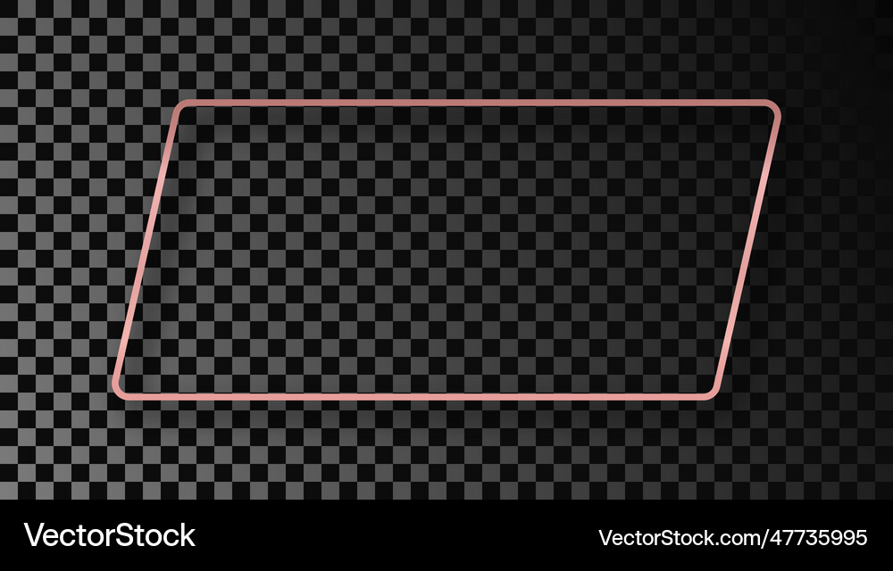 Rose gold glowing rounded rectangular shape frame Vector Image
