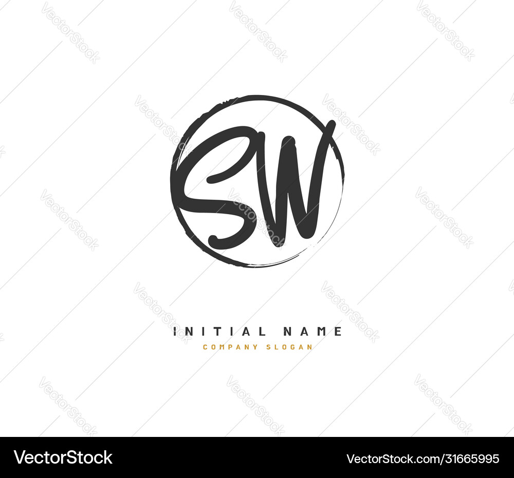 S w sw beauty initial logo handwriting Royalty Free Vector