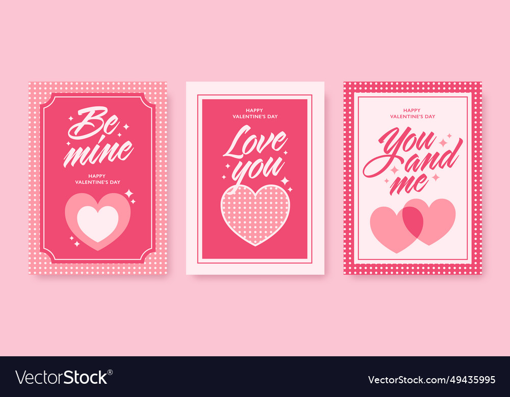 Set of modern romantic valentines day posters Vector Image