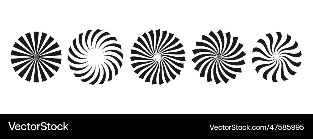 Simple sunburst circles collection black radial Vector Image