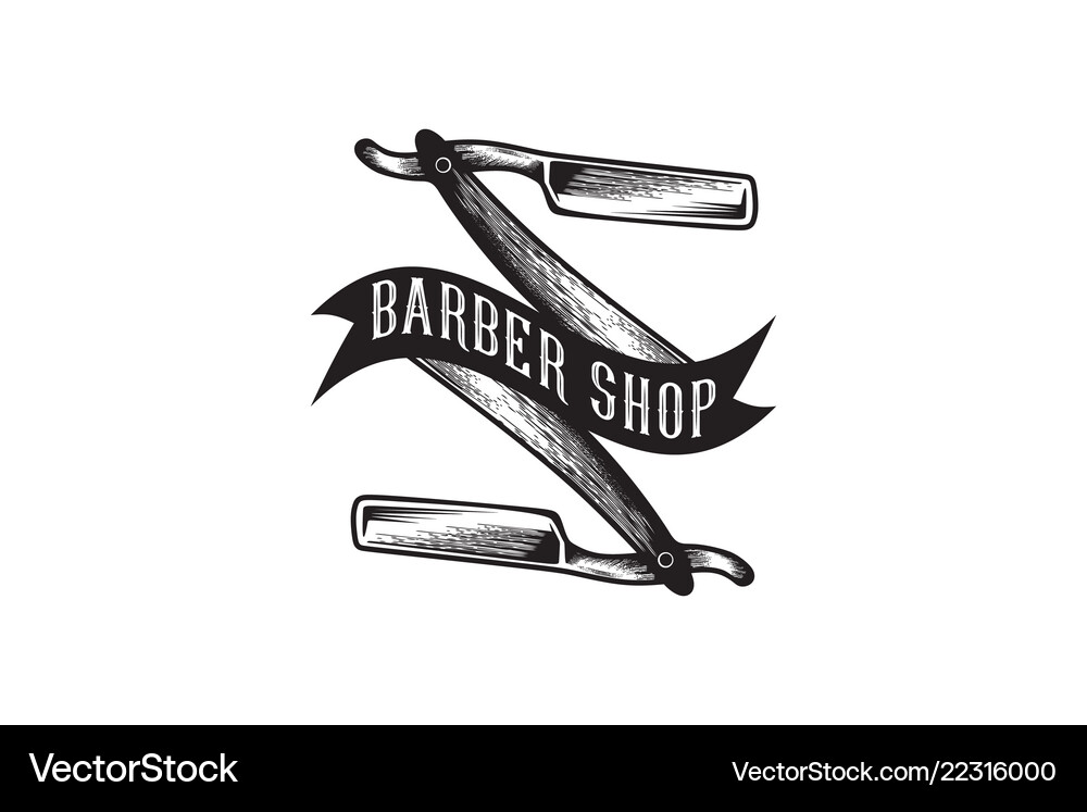 Barber Shop Razor Blade Logo Royalty Free Vector Image