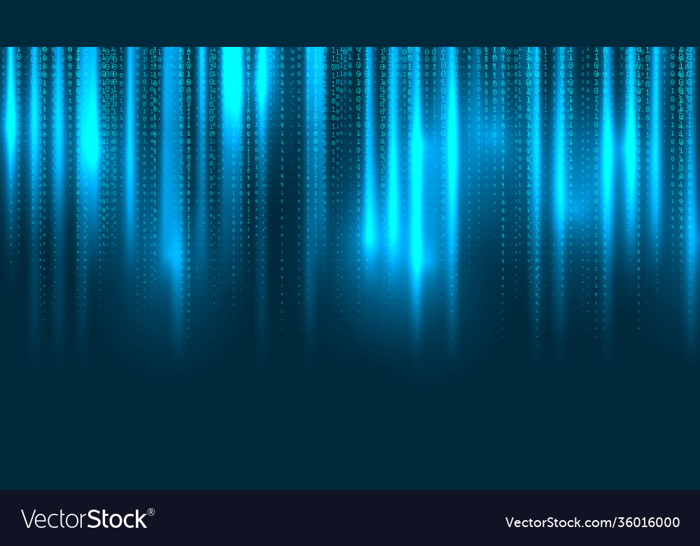 Binary matrix falling random digits on dark blue Vector Image