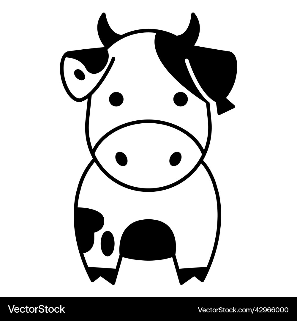 Cute minimalist cow stroke Royalty Free Vector Image