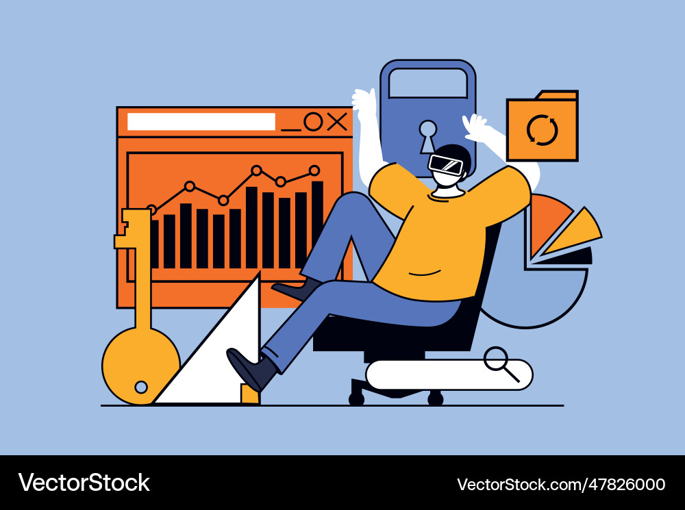 Cyberspace concept with people scene in flat Vector Image