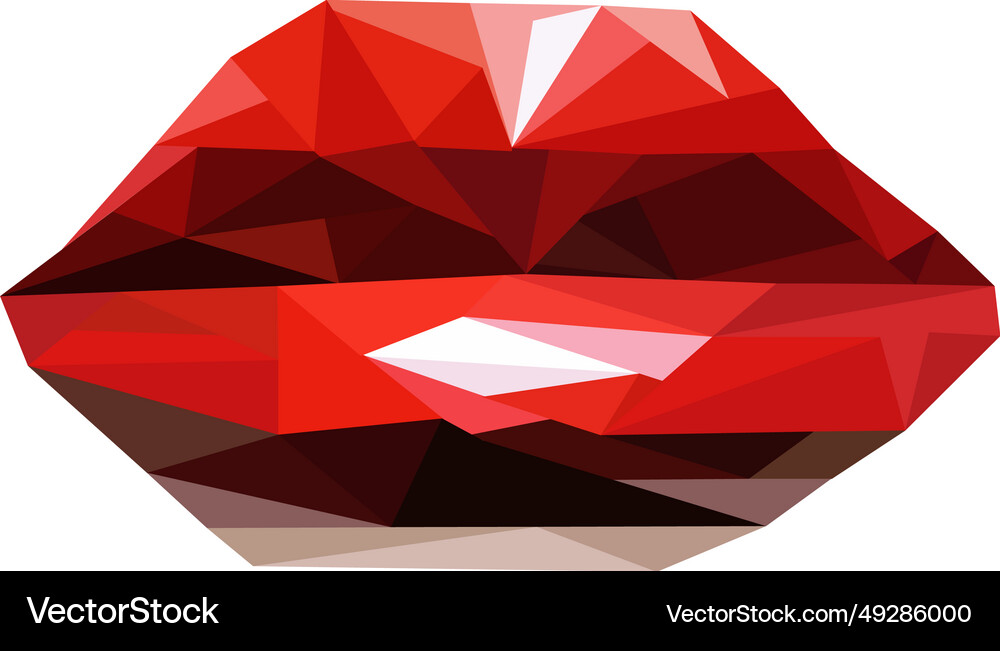 Geometric red lips made of triangles Royalty Free Vector