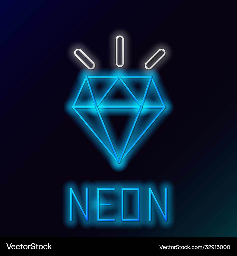 Glowing neon line diamond teeth icon isolated Vector Image