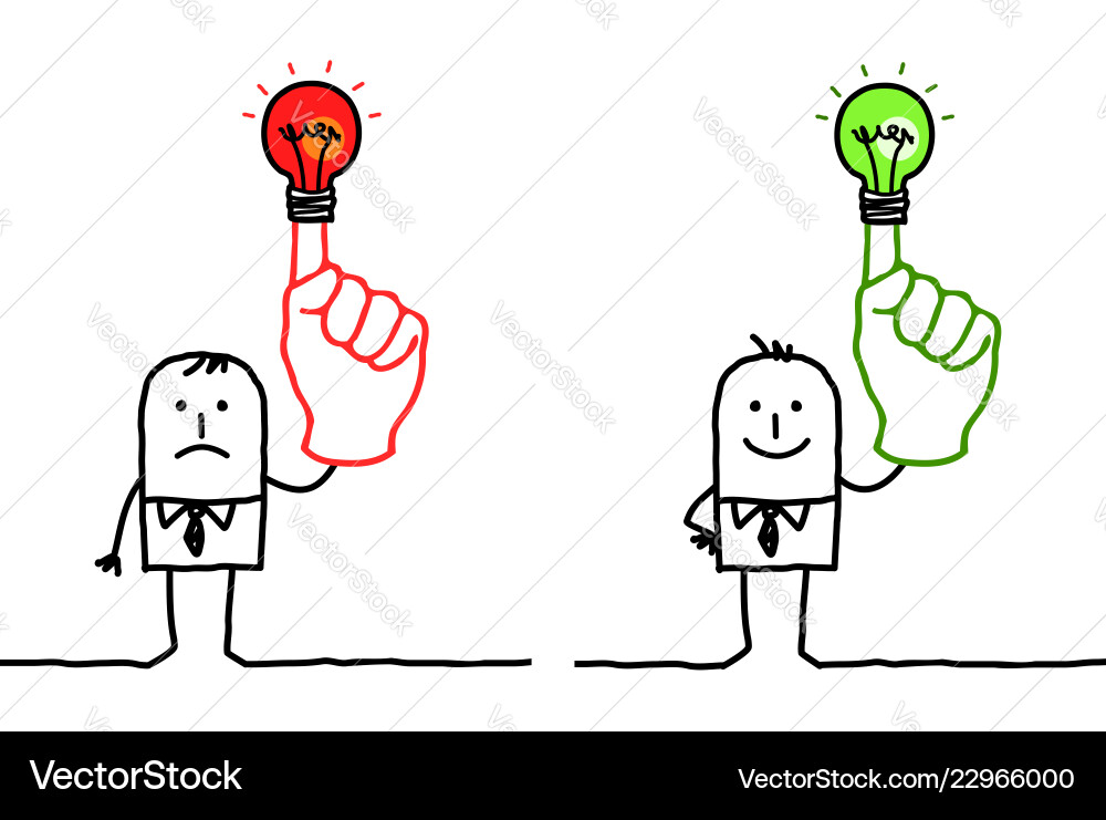 Man with green or red light on finger Royalty Free Vector