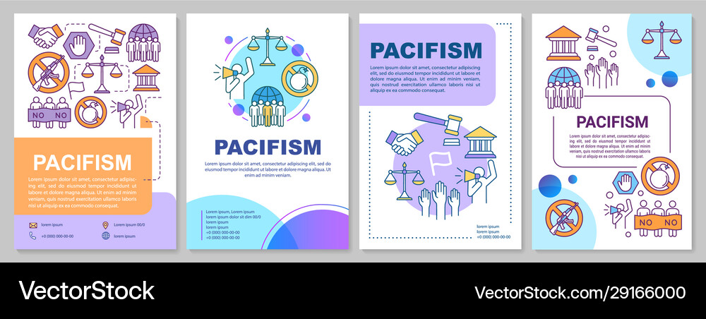 Pacifism brochure template layout anti war flyer Vector Image