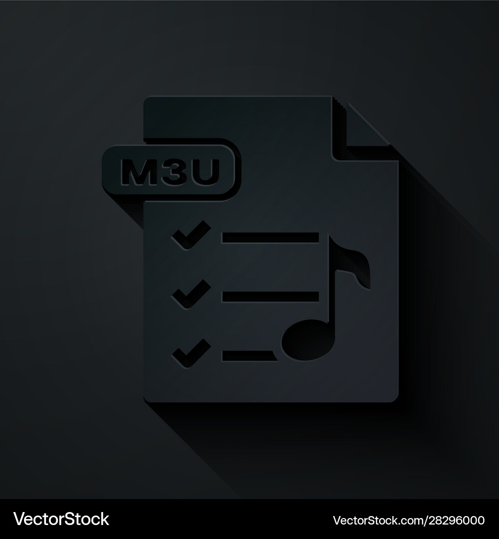 Paper cut m3u file document download m3u button Vector Image