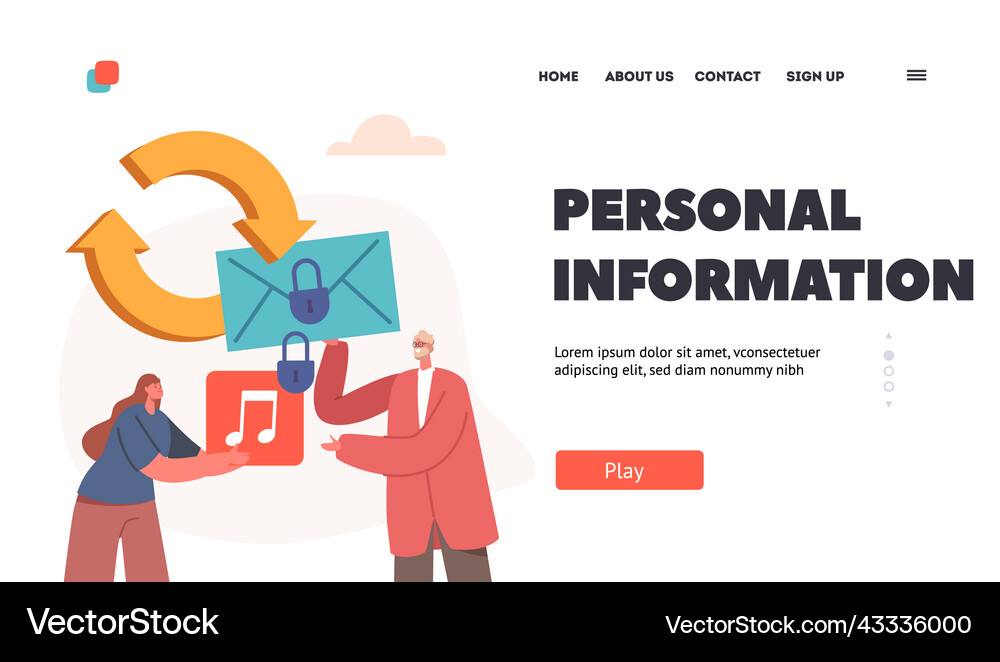 Personal information landing page template gdpr Vector Image