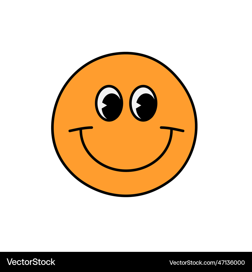 Retro groovy face with smile Royalty Free Vector Image