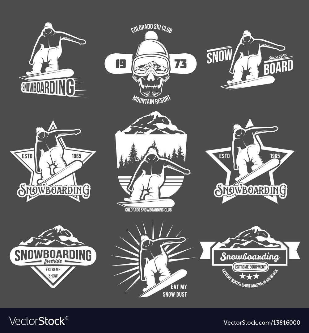 Set of snowboarding badges and logotypes Vector Image