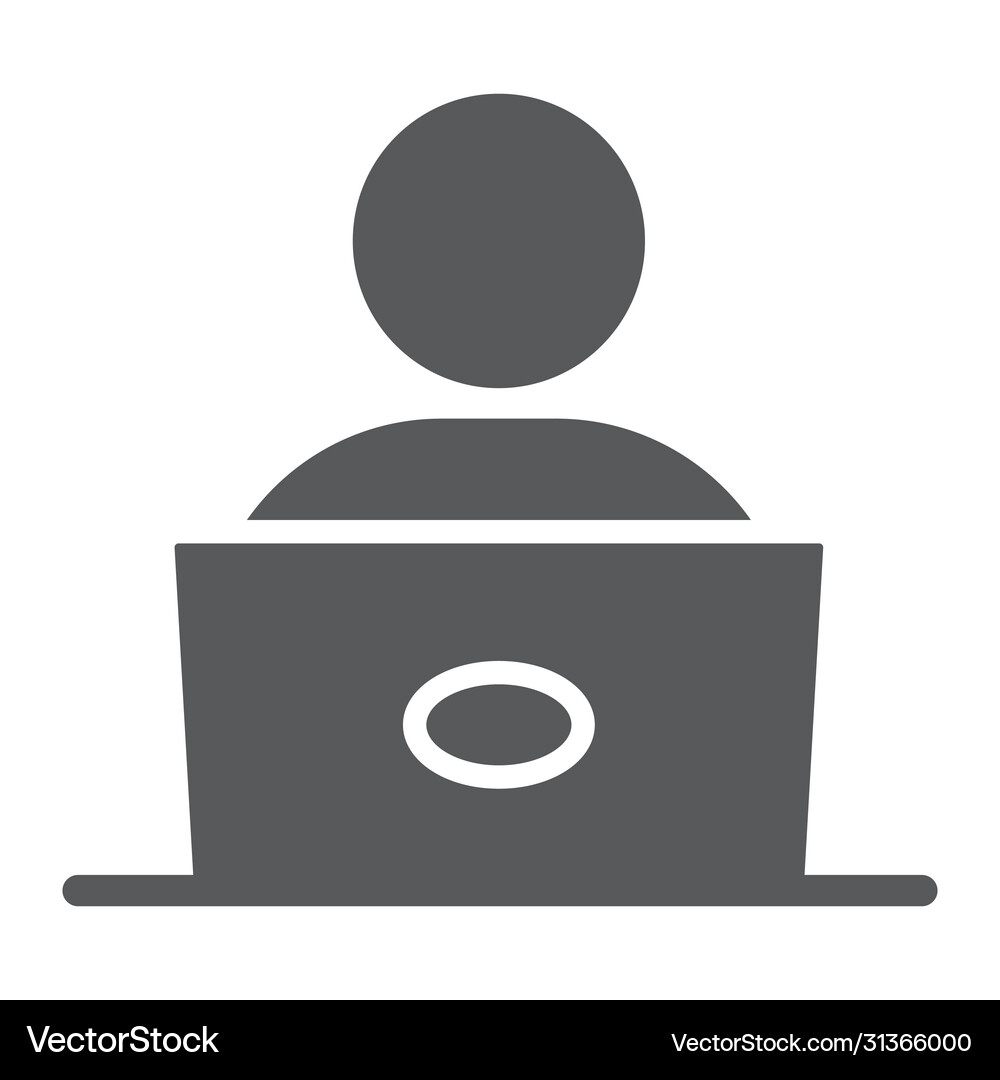 Student with laptop glyph icon education Vector Image