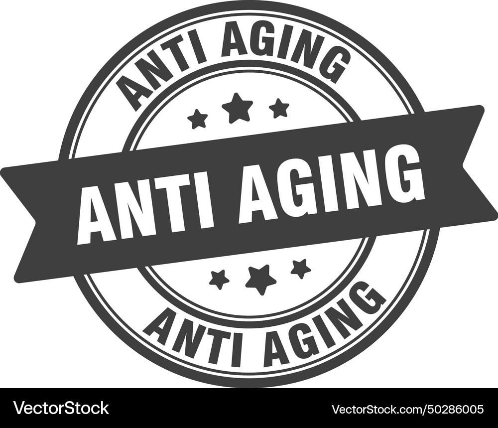 Anti aging stamp label on transparent Royalty Free Vector