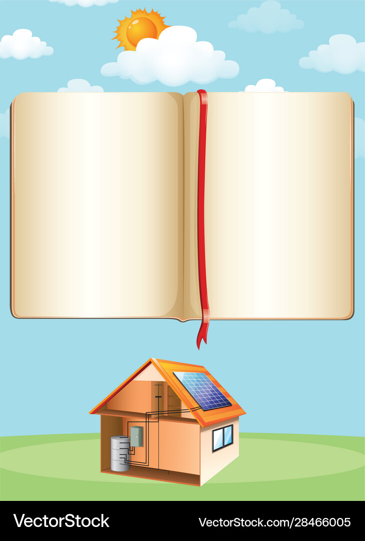 Border template with house and solar cell on the Vector Image