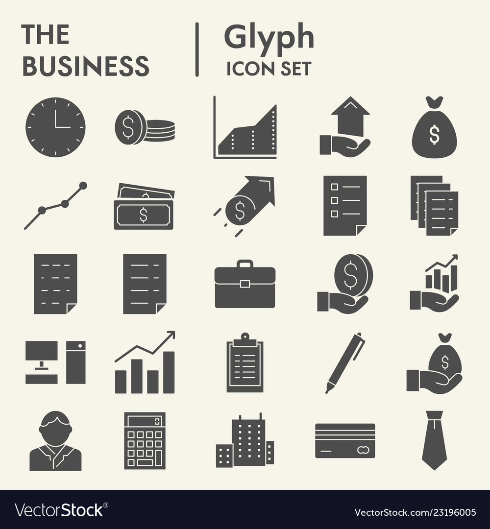 Business glyph icon set office symbols collection Vector Image