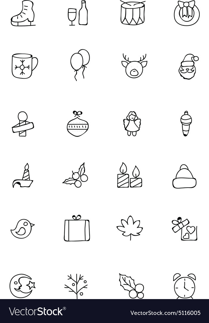 Christmas hand drawn icons 4 Royalty Free Vector Image Christmas hand drawn icons 4 Royalty Free Vector Image