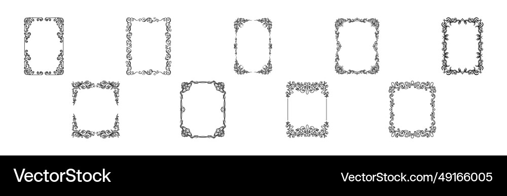Decorative frames with ornament rectangle border Vector Image