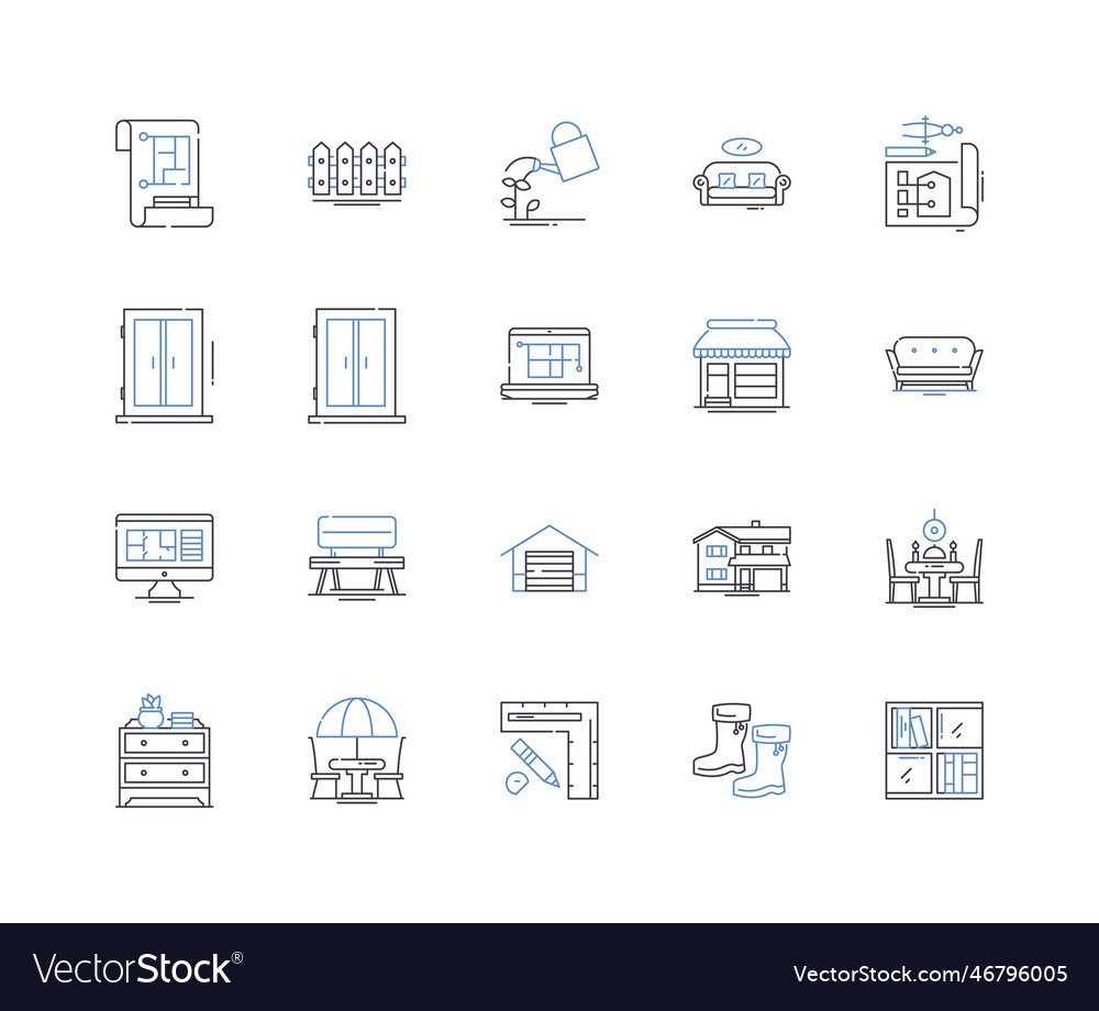 Government building line icons collection capitol Vector Image