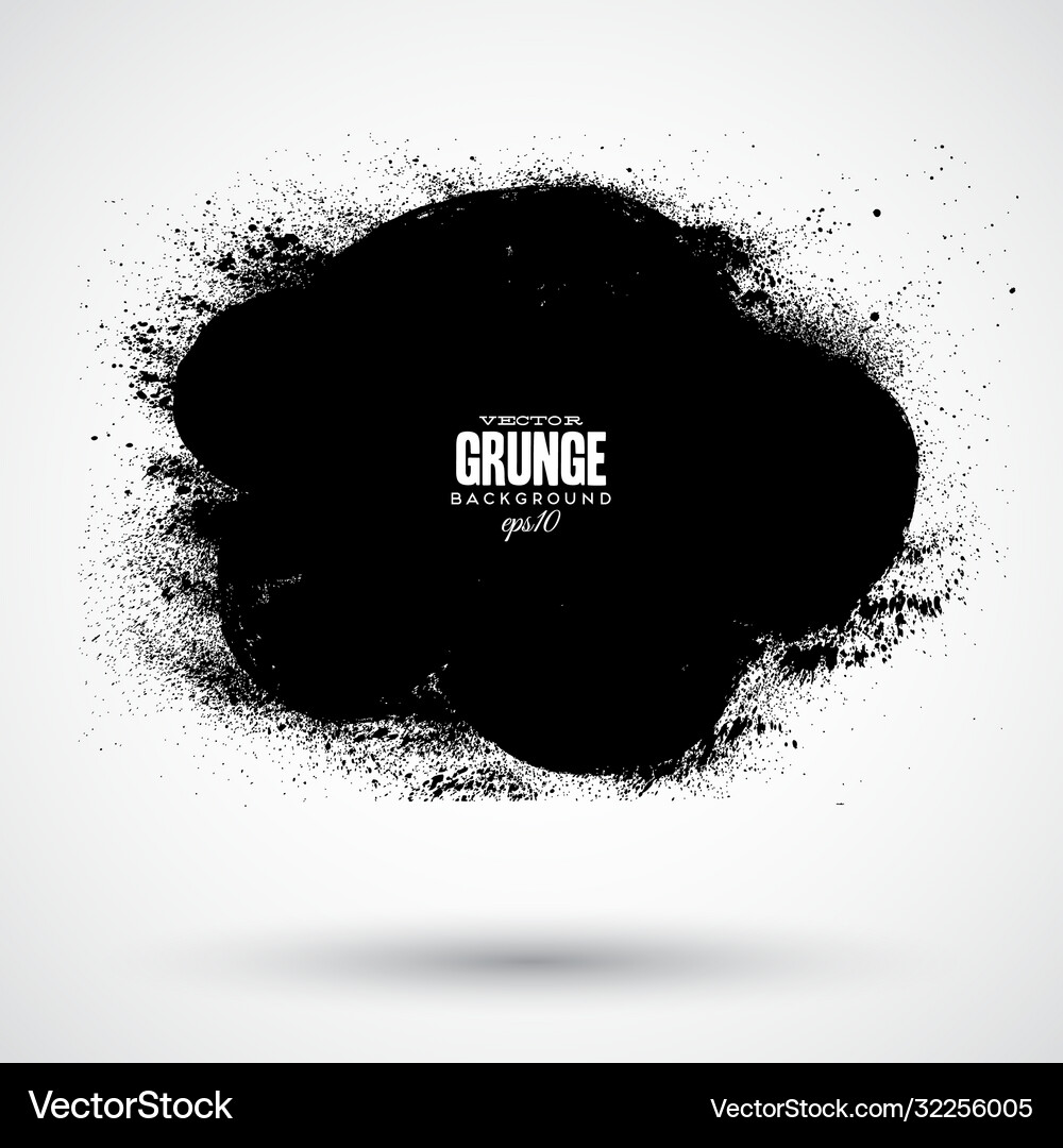 Hand painted ink blob with splashes black round Vector Image