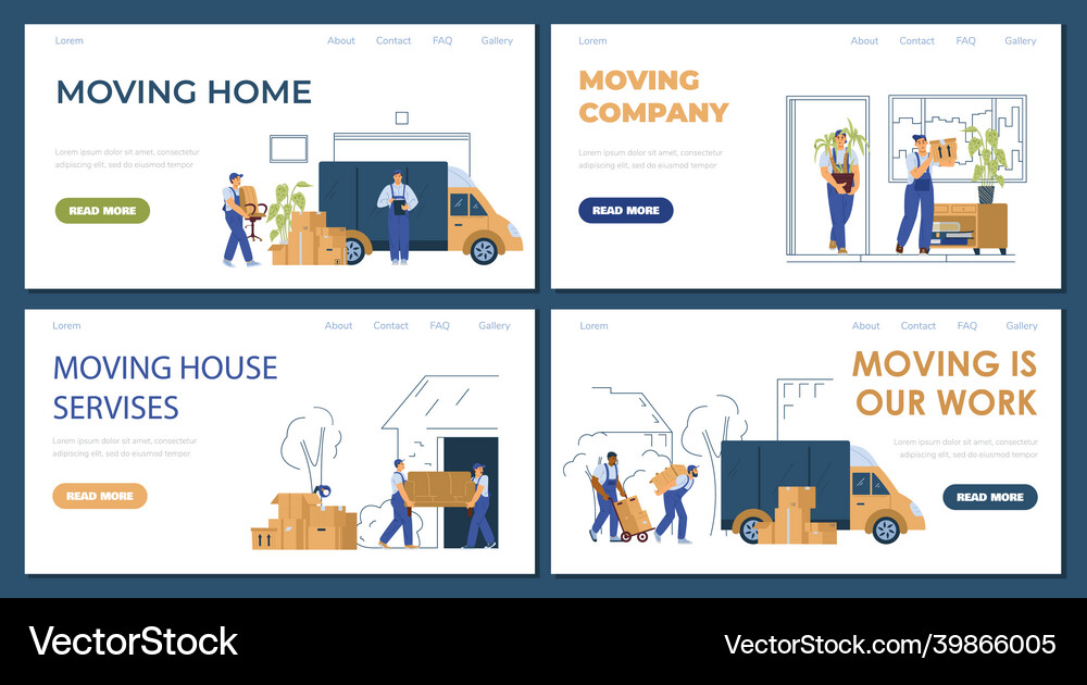 Moving service company websites set flat Vector Image