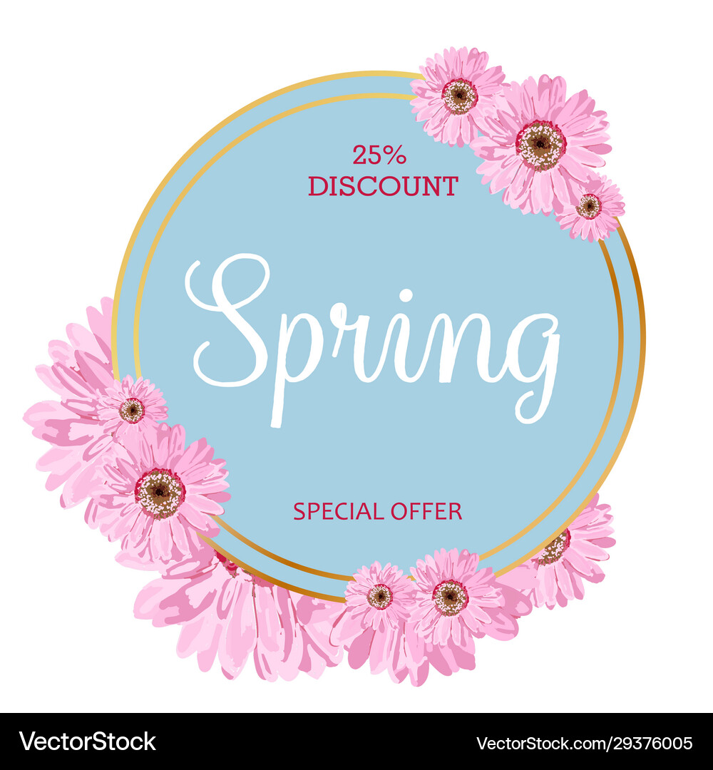 Round badge with inscription spring Royalty Free Vector