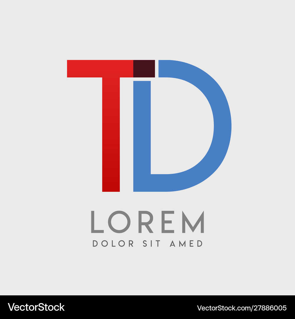Td logo letters with blue and red gradation Vector Image