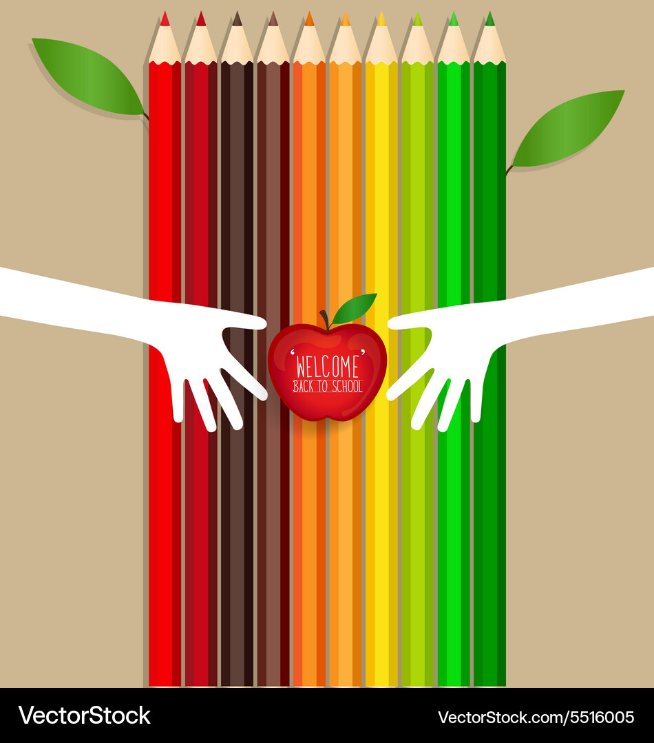 Welcome back to school with apple and color Vector Image