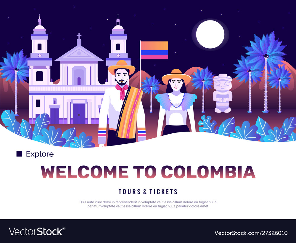 Colombia tourism poster Royalty Free Vector Image