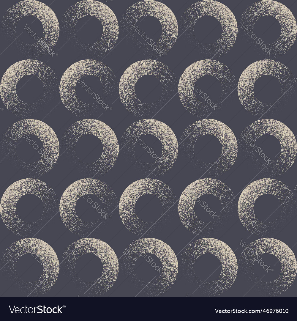 Cool circles seamless pattern stippled Royalty Free Vector