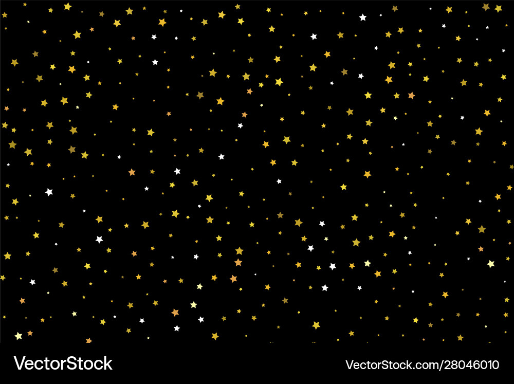 Falling golden stars on dark background Royalty Free Vector