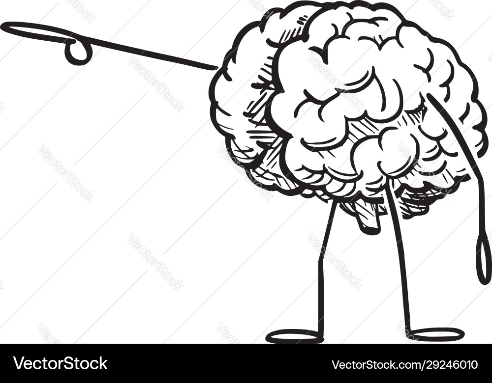 Human brain cartoon character pointing at Vector Image