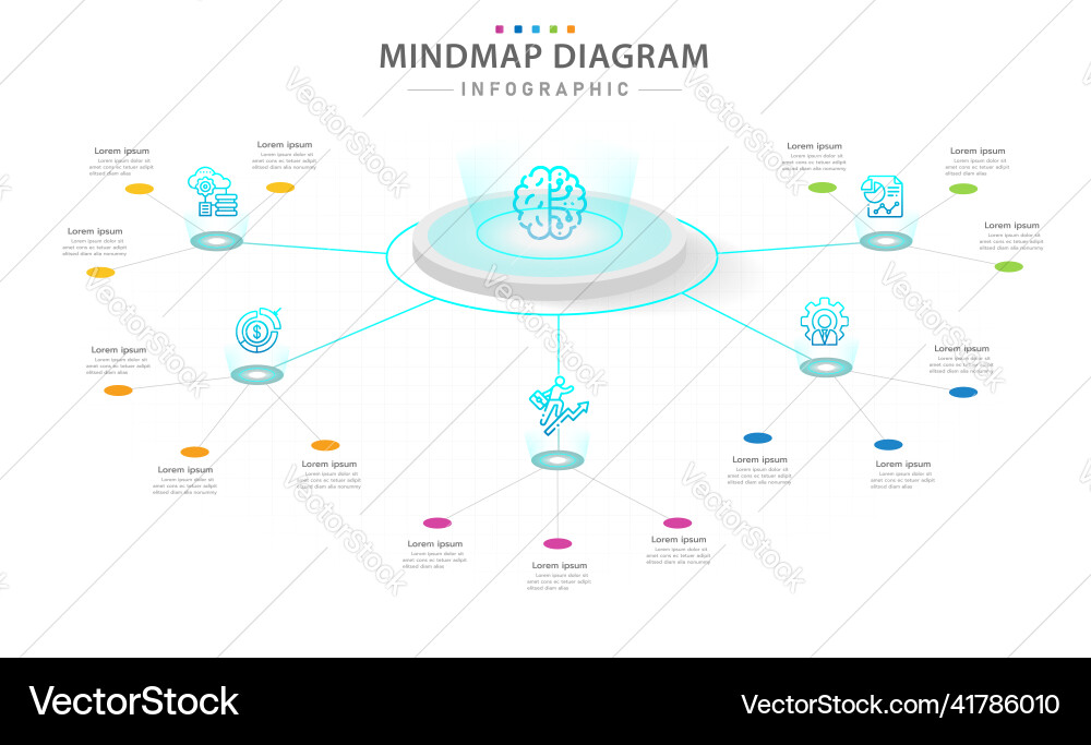 Infographic 5 steps futuristic mindmap diagram Vector Image