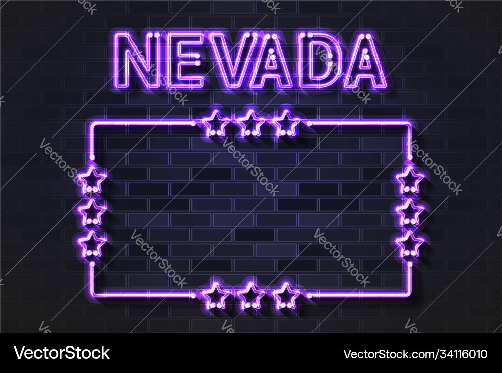 Nevada us state glowing violet neon letters Vector Image