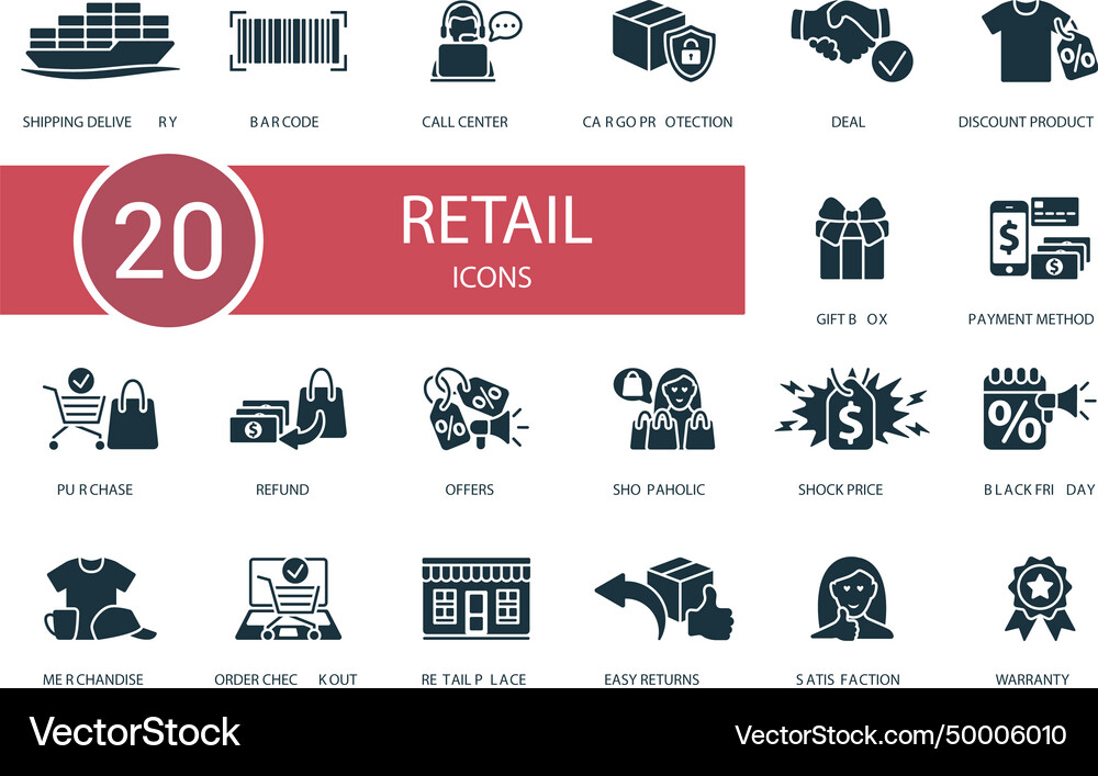 Retail icons set creative shipping delivery Vector Image