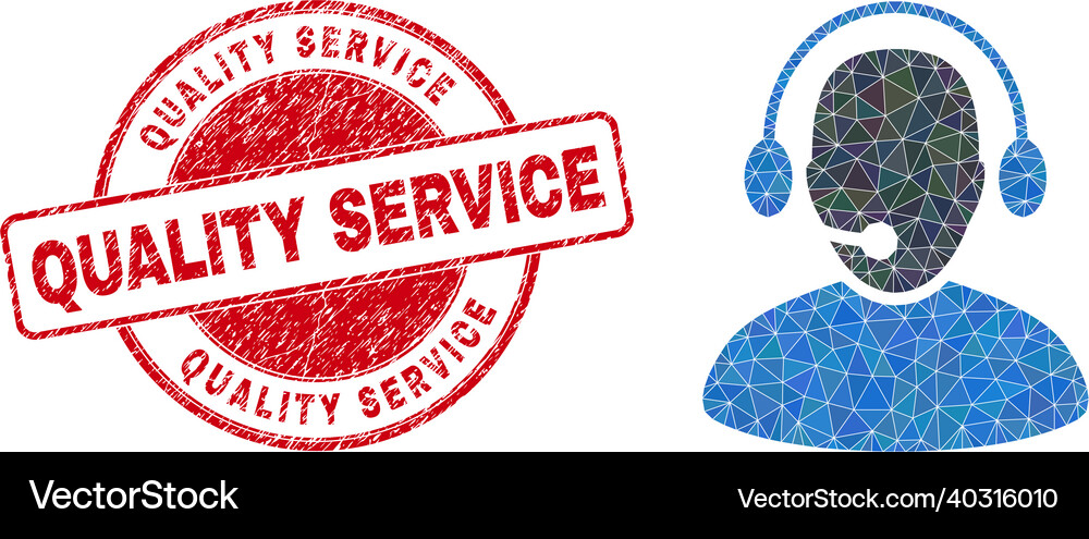 Scratched quality service round stamp and call Vector Image