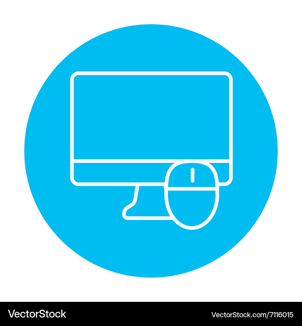 Computer monitor and mouse line icon Royalty Free Vector