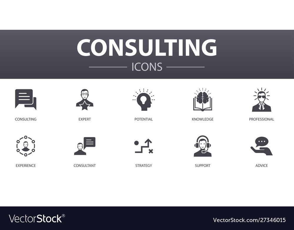 Consulting simple concept icons set contains Vector Image