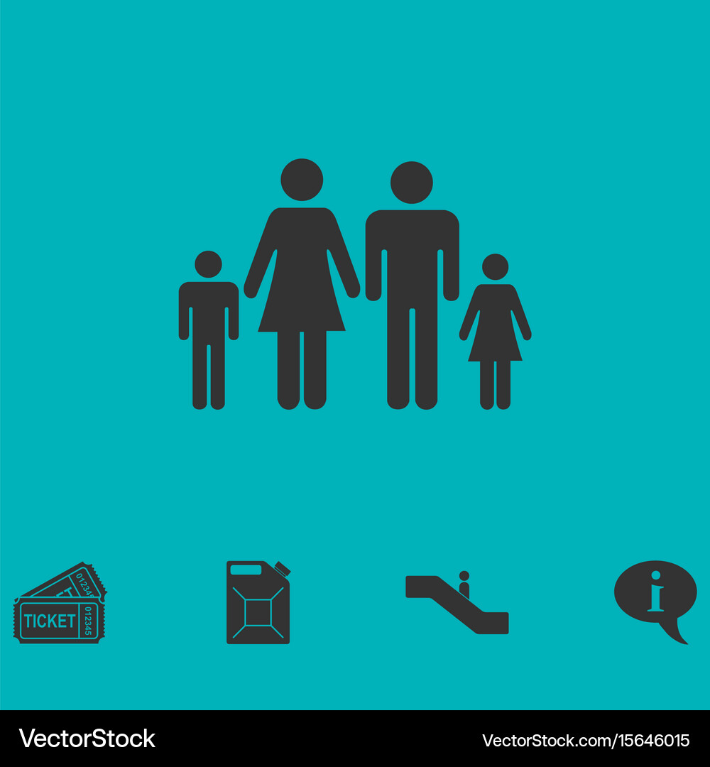 Family icon flat Royalty Free Vector Image - VectorStock