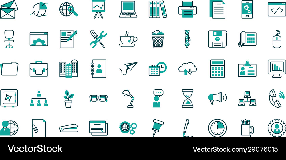 Isolated office and business icon set Royalty Free Vector