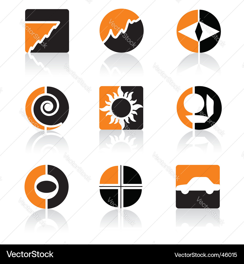 Modern Orange Icon Collection Royalty Free Vector Image