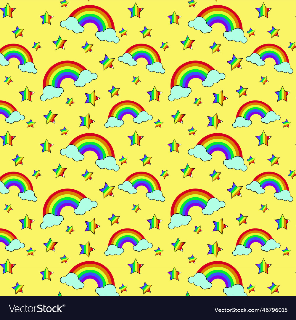 Multicolor rainbow clouds seamless pattern Vector Image
